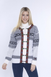 Strikkemekka.no - Ferdigstrikk - Setesdal unisex kofte m/hekter (offwhite)