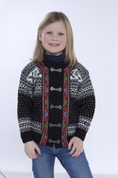 Strikkemekka.no - Ferdigstrikk - Setesdal kofte m/hekter (svart)